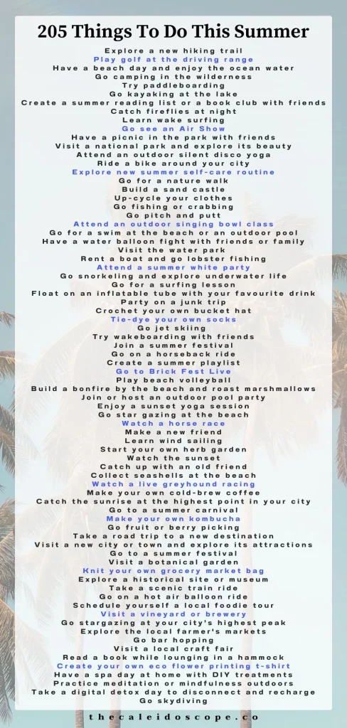 205 Fun Summer Activities: The Ultimate Bucket List for Adults + Free ...